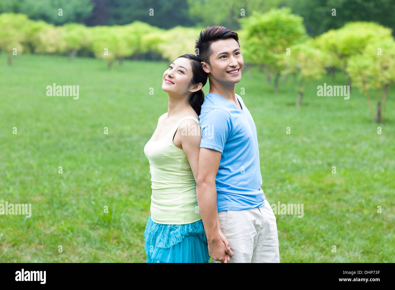 Portrait sweet couple in meadow hi-res stock photography and images - Alamy
