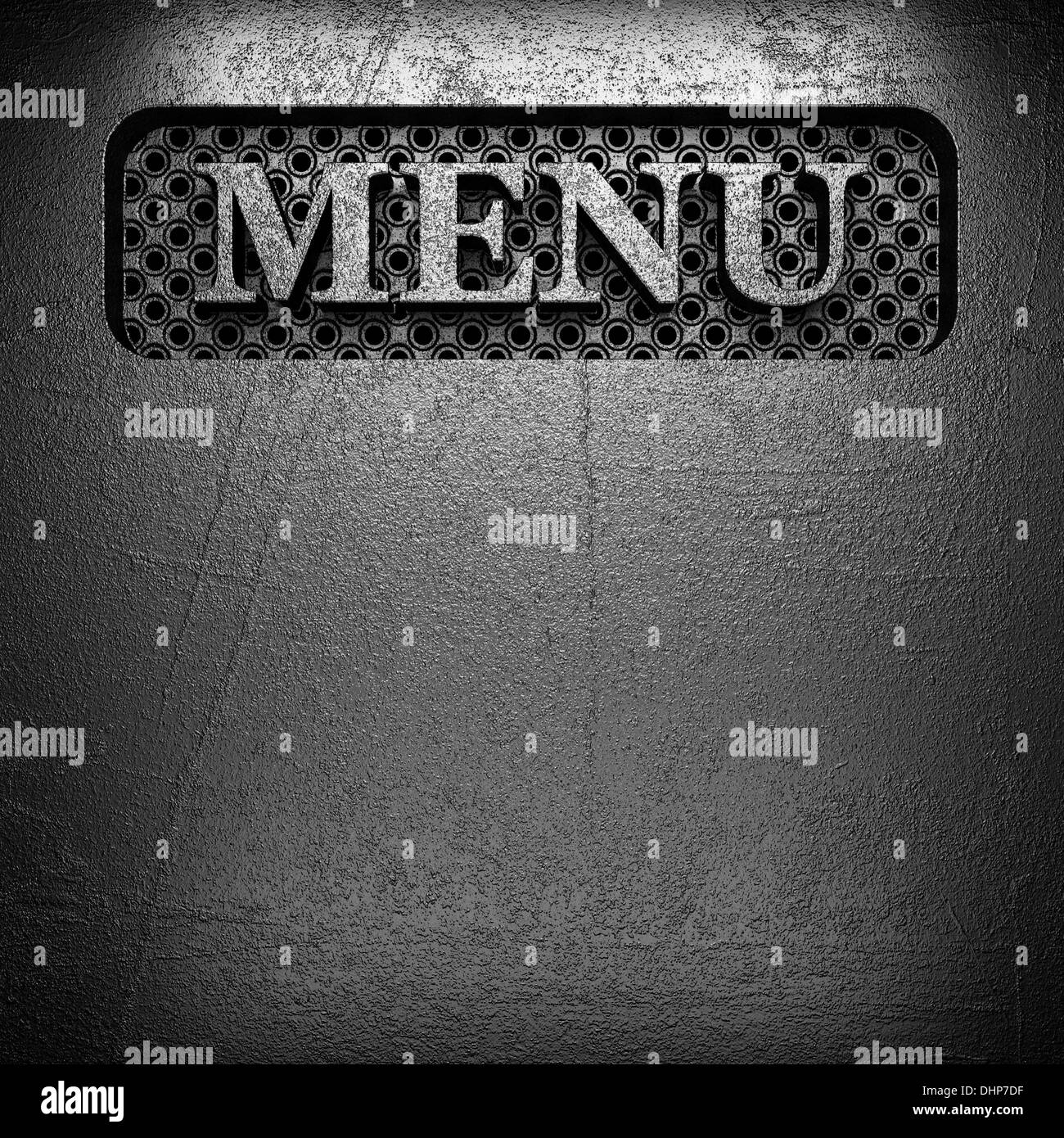 Metal sign on perforated wall Stock Photo - Alamy