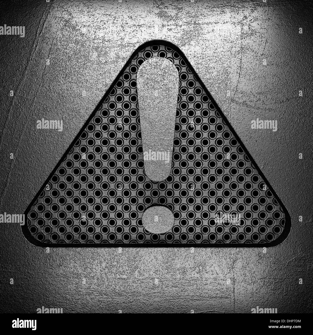 Metal sign on perforated wall Stock Photo - Alamy