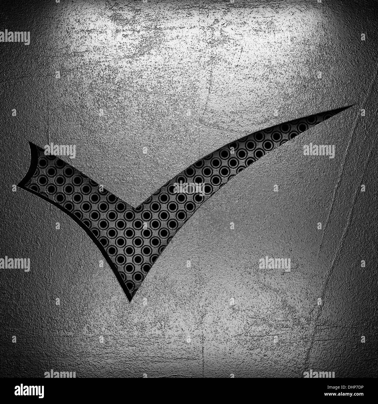 Metal sign on perforated wall Stock Photo - Alamy