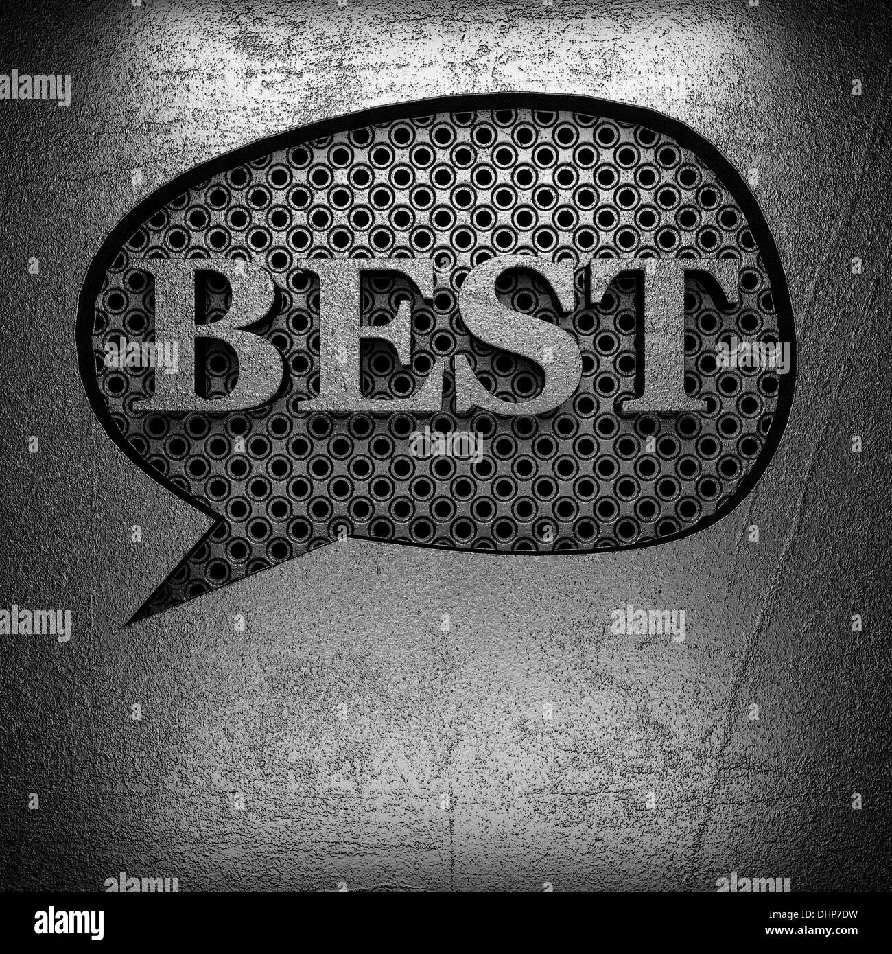 Metal sign on perforated wall Stock Photo - Alamy