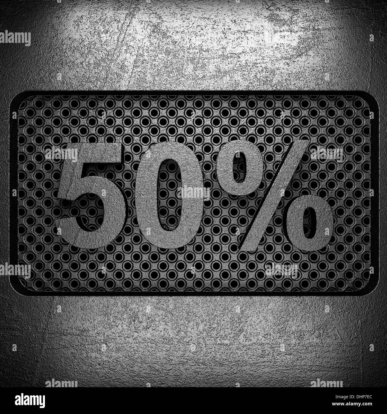 Metal sign on perforated wall Stock Photo - Alamy