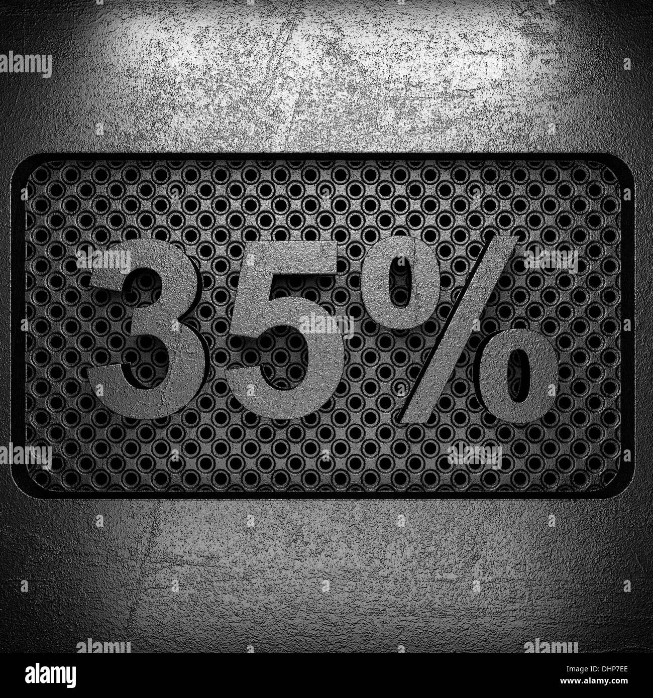 Metal sign on perforated wall Stock Photo - Alamy