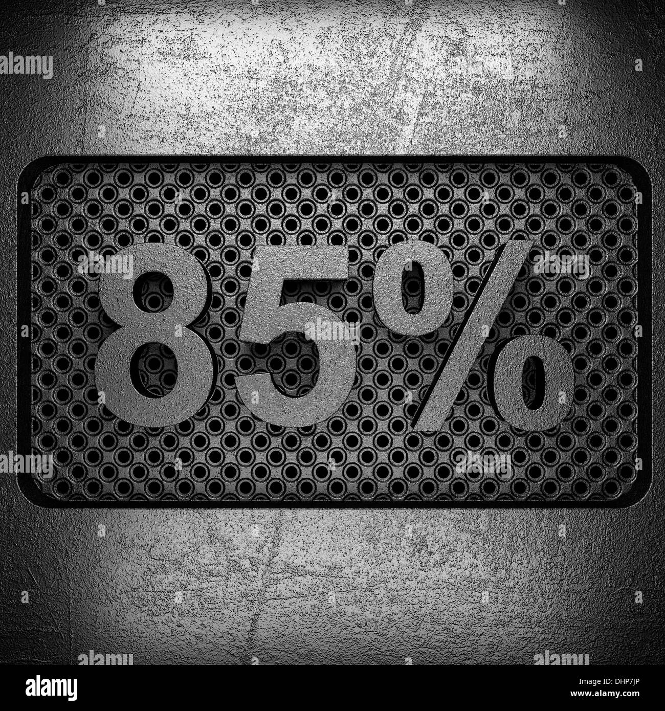 Metal sign on perforated wall Stock Photo - Alamy