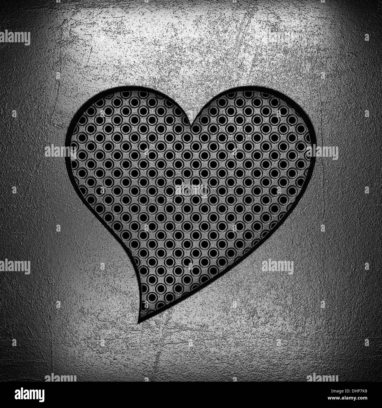 Metal sign on perforated wall Stock Photo - Alamy