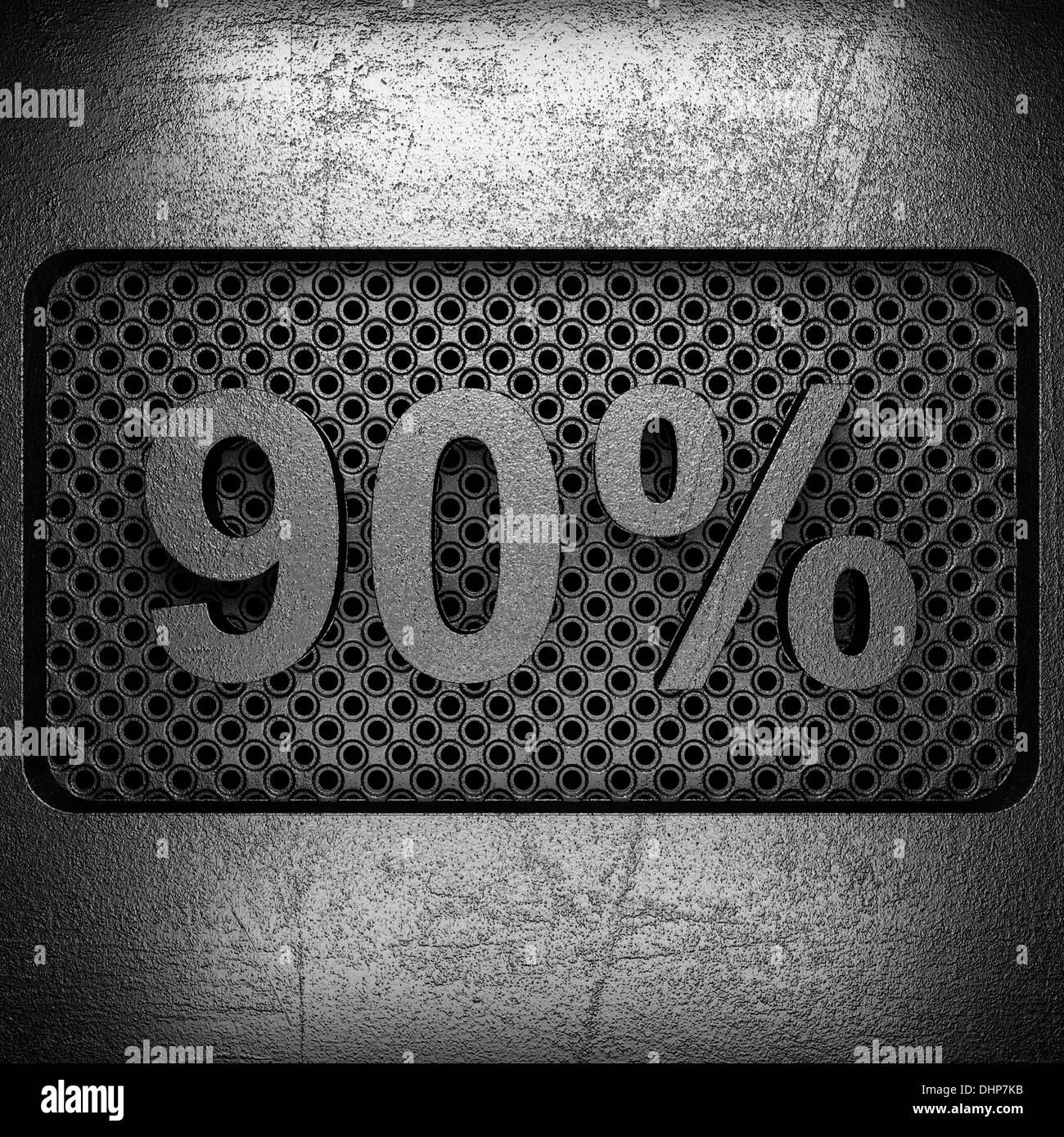 Metal sign on perforated wall Stock Photo - Alamy