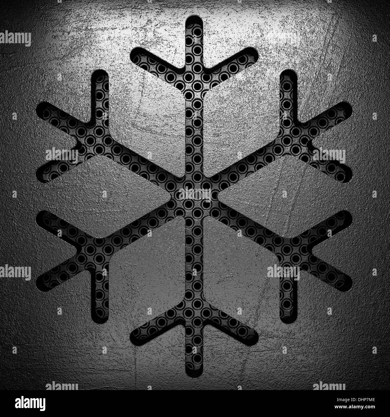 Metal sign on perforated wall Stock Photo - Alamy