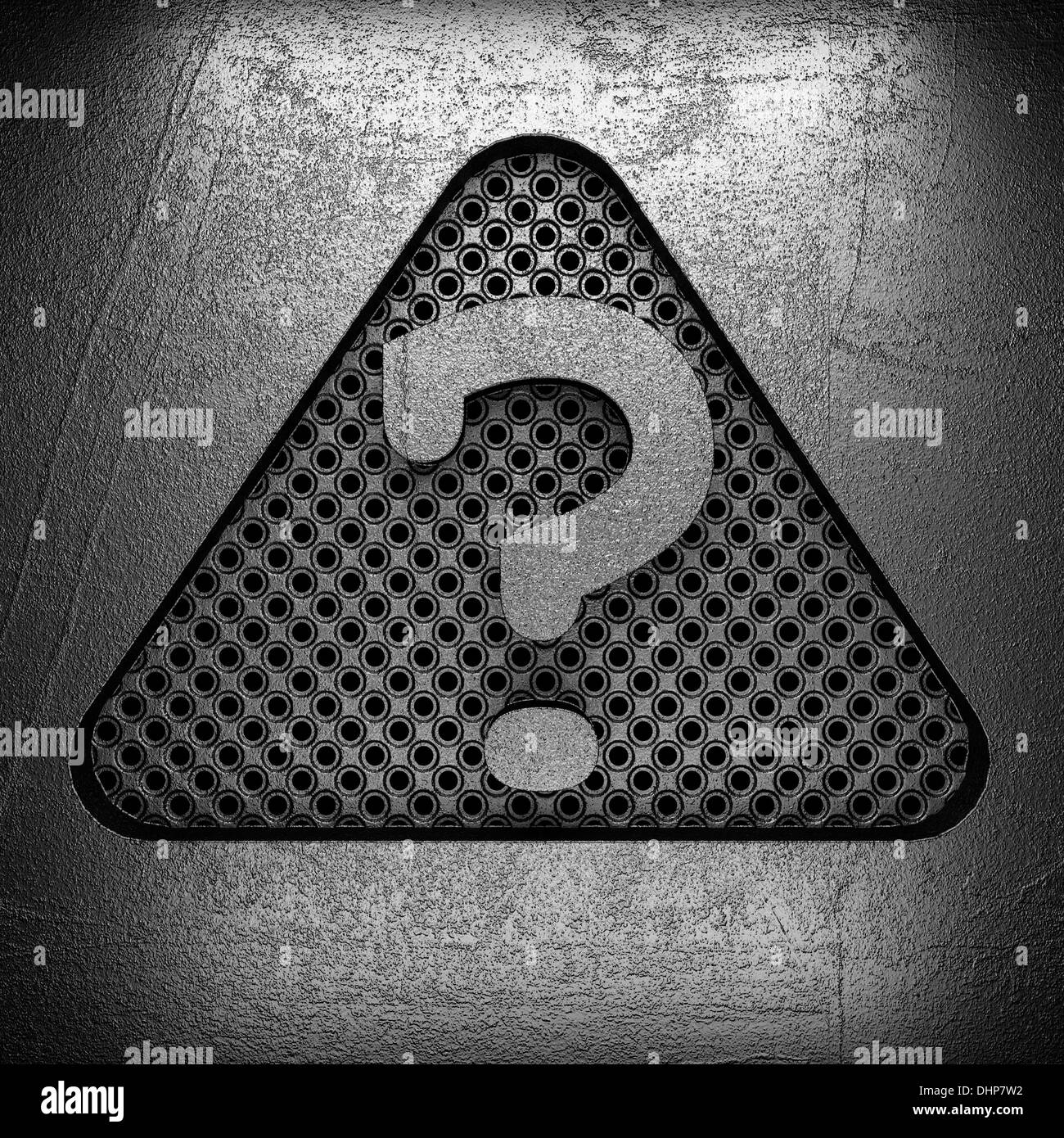 Metal sign on perforated wall Stock Photo - Alamy