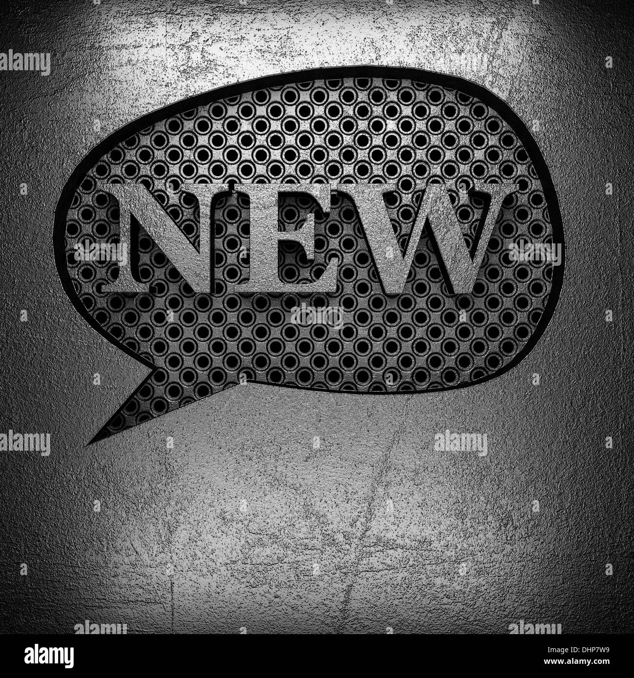 Metal sign on perforated wall Stock Photo - Alamy