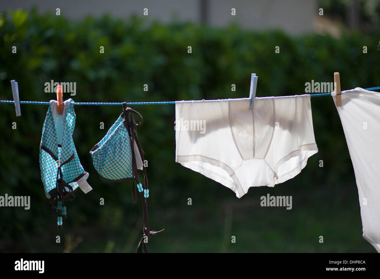 Washing line with boxer shorts hi-res stock photography and images - Alamy