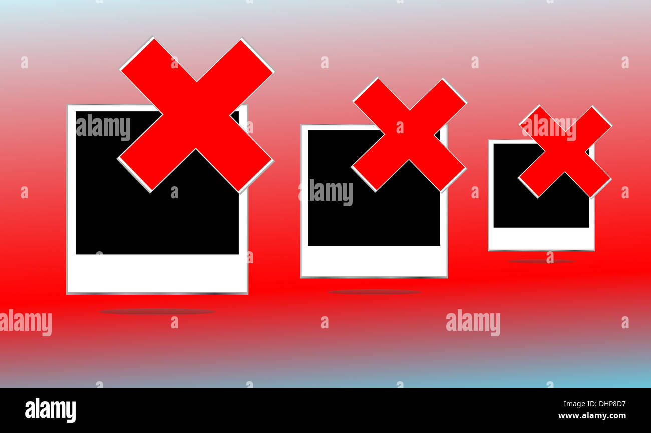 photo frame set with red check marks Stock Photo - Alamy