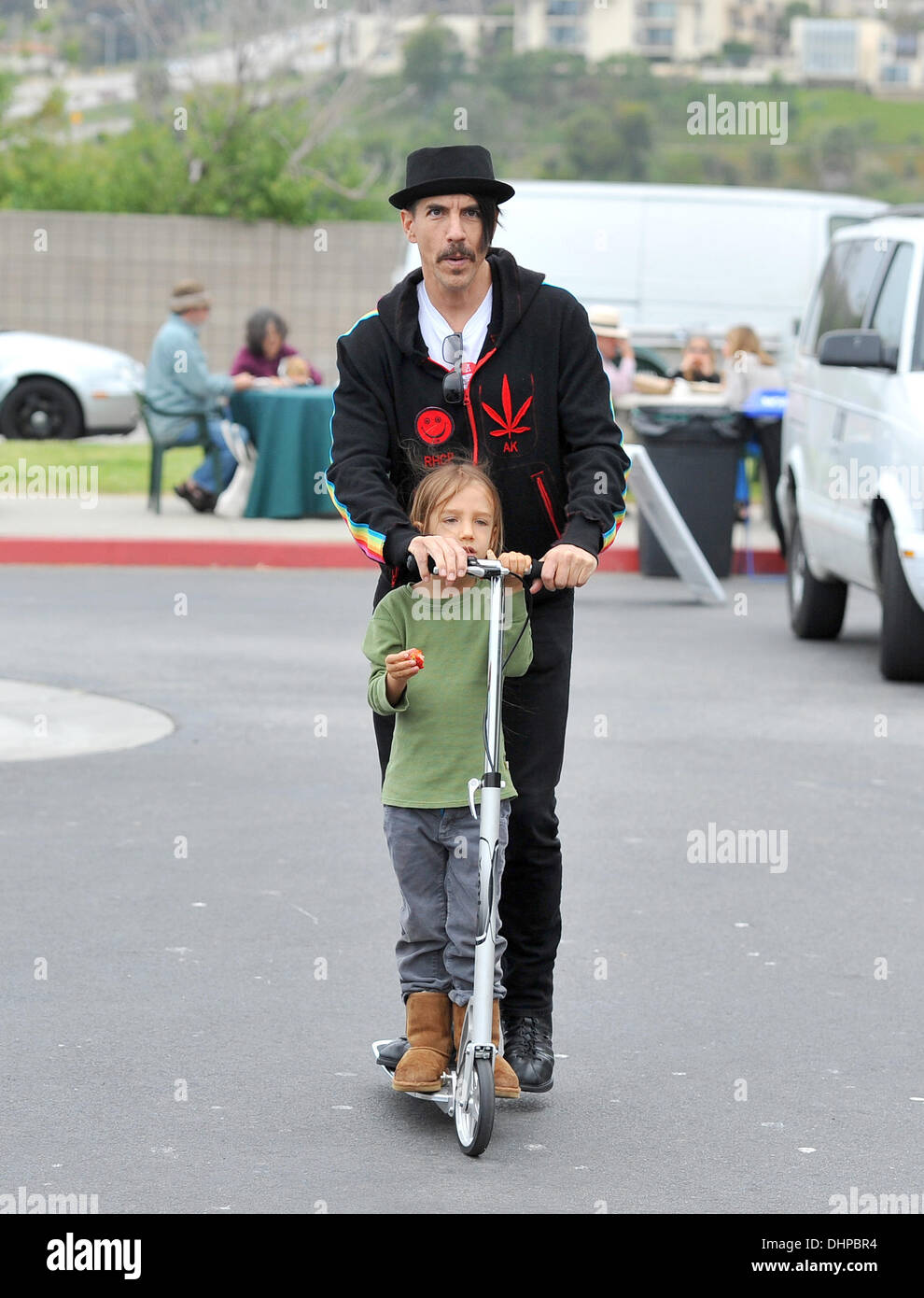 Anthony Kiedis of The Red Hot Chilli Peppers takes a ride on a scooter ...