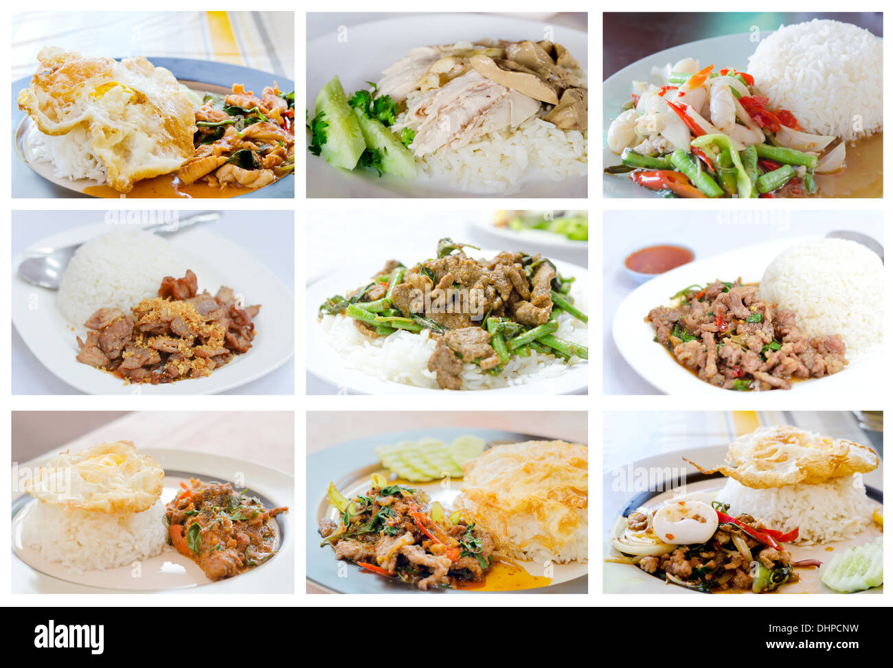 Collage from photographs of asian cuisine ( stir fried meat with mix ...