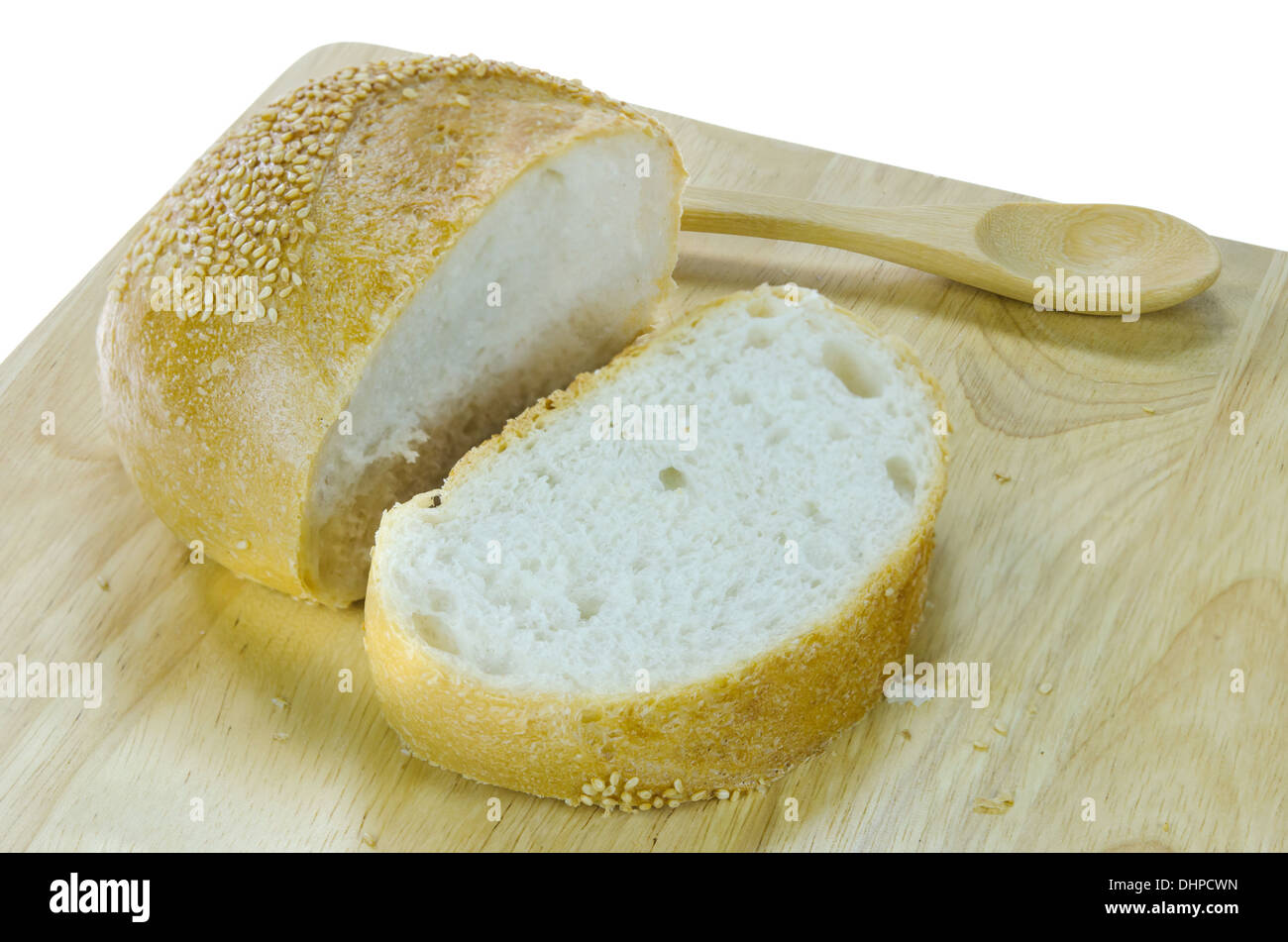 fresh rolls bread with sesame seeds on white background Stock Photo - Alamy