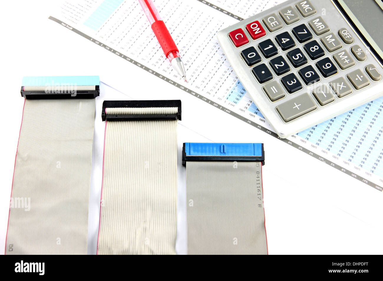 Cable used to connect the computer Hard disk on white background Stock ...