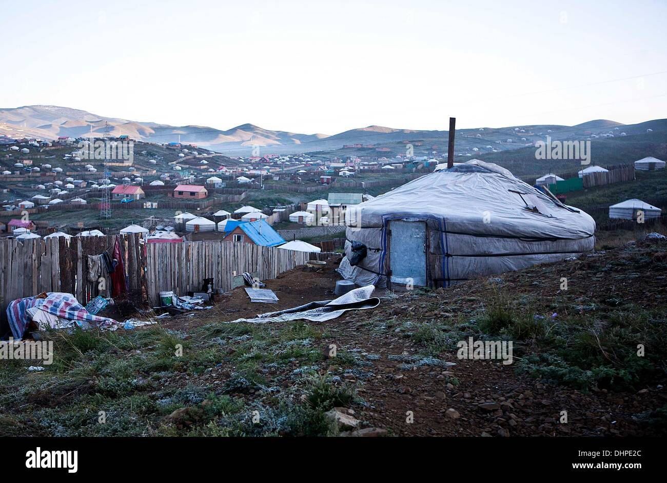 Ulaanbaatar, Mongolia. 21st Aug, 2012. The ger districts that ring the ...