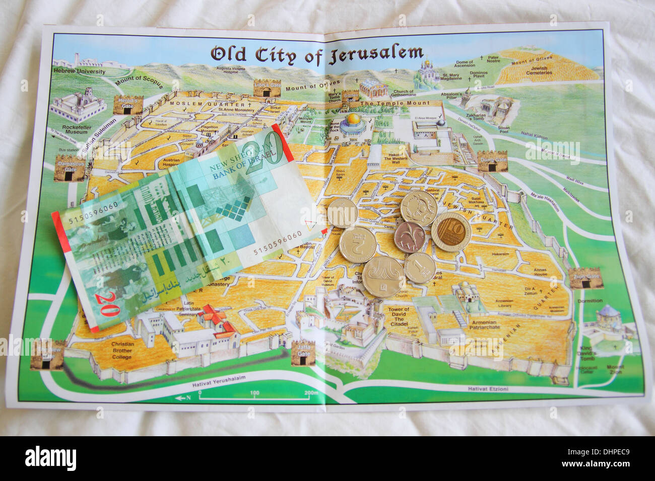 This is map of the old city of Jerusalem in Israel, with the ancient ...