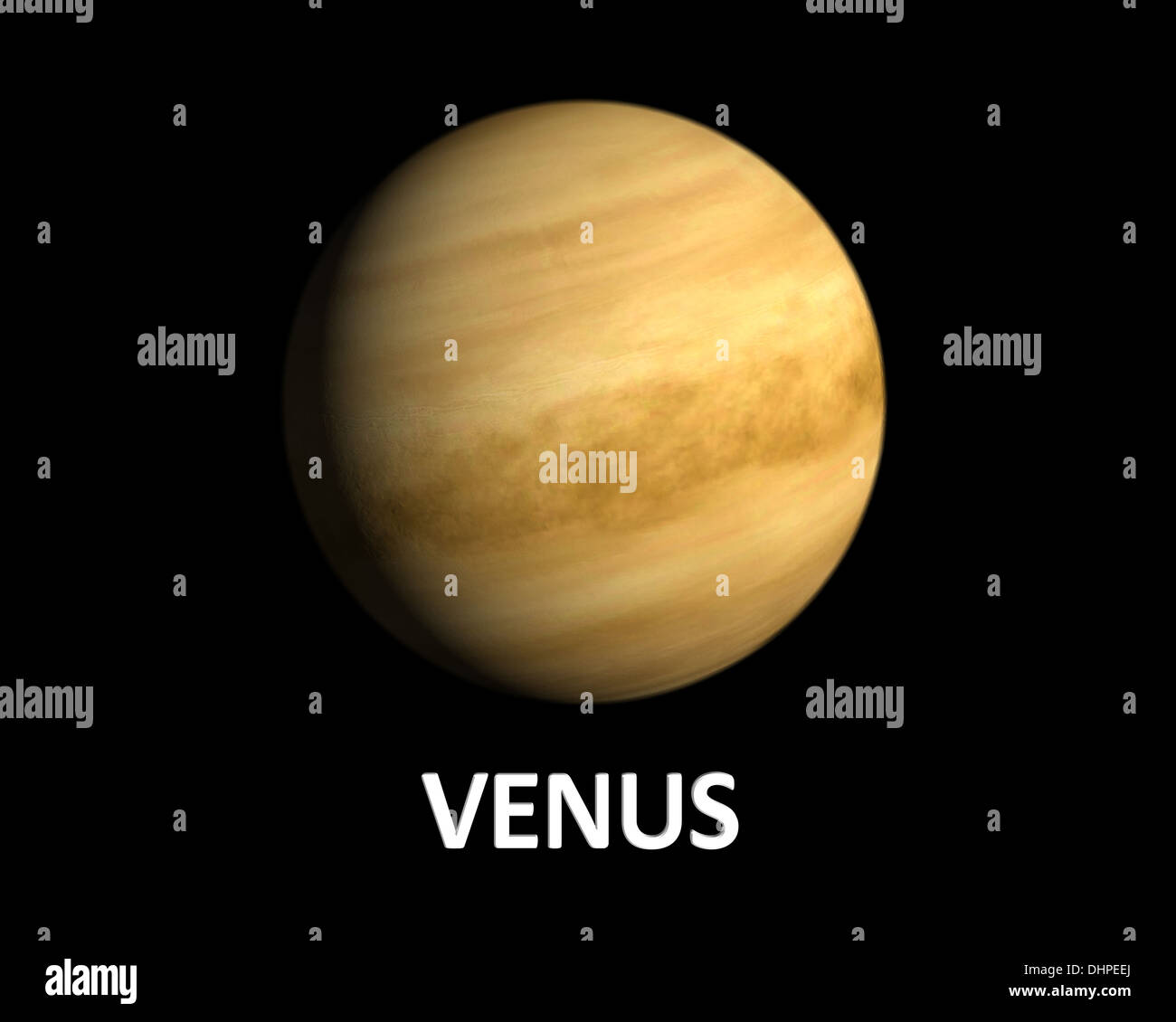 A rendering of the Planet Venus on a clean black background with ...