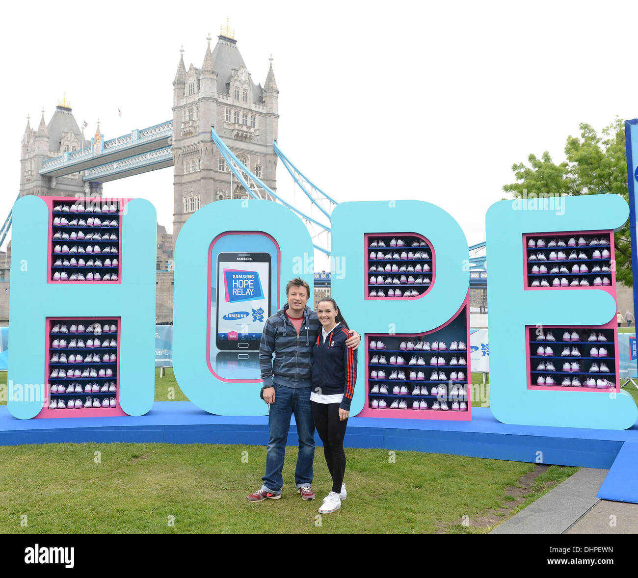 Jamie Oliver and Victoria Pendleton The Samsung Hope Relay Launch at ...