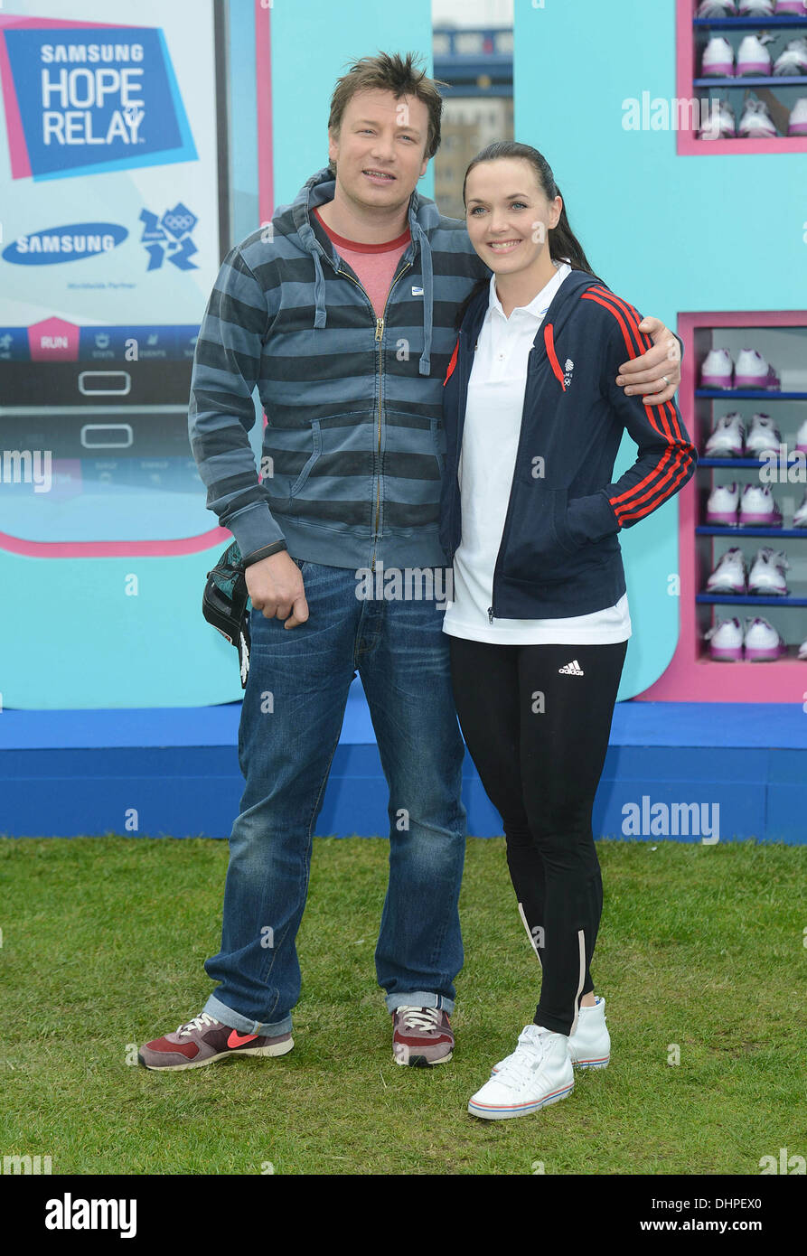 Jamie Oliver and Victoria Pendleton The Samsung Hope Relay Launch at ...