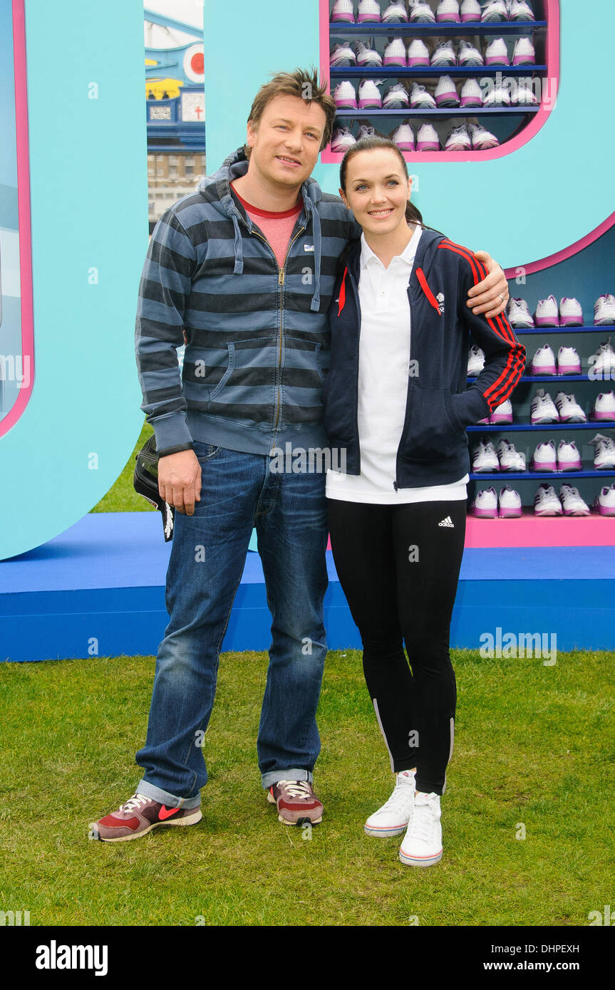 Jamie Oliver and Victoria Pendleton The Samsung Hope Relay Launch at ...