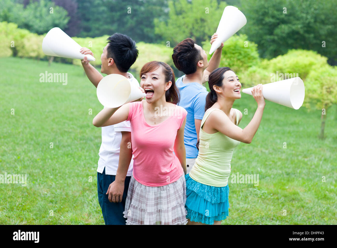 People shouting in megaphones hi-res stock photography and images - Alamy