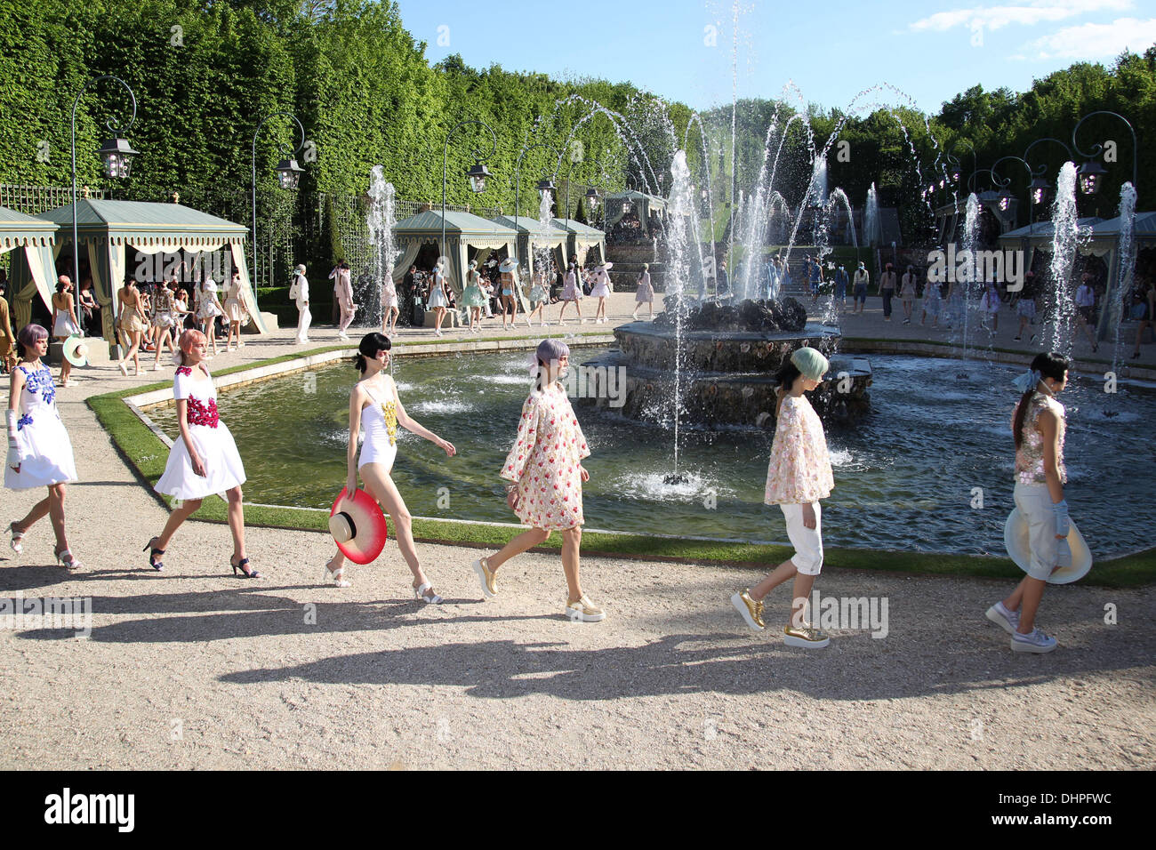Models the Chanel 2012/13 Cruise Collection at Chateau de Versailles ...