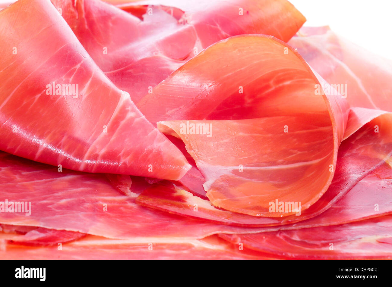 closeup of some slices of spanish serrano ham Stock Photo - Alamy