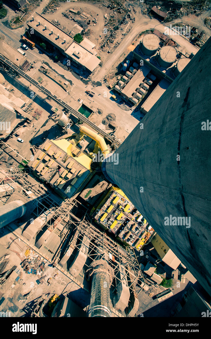 Looking down from stack of Power Plant Stock Photo - Alamy