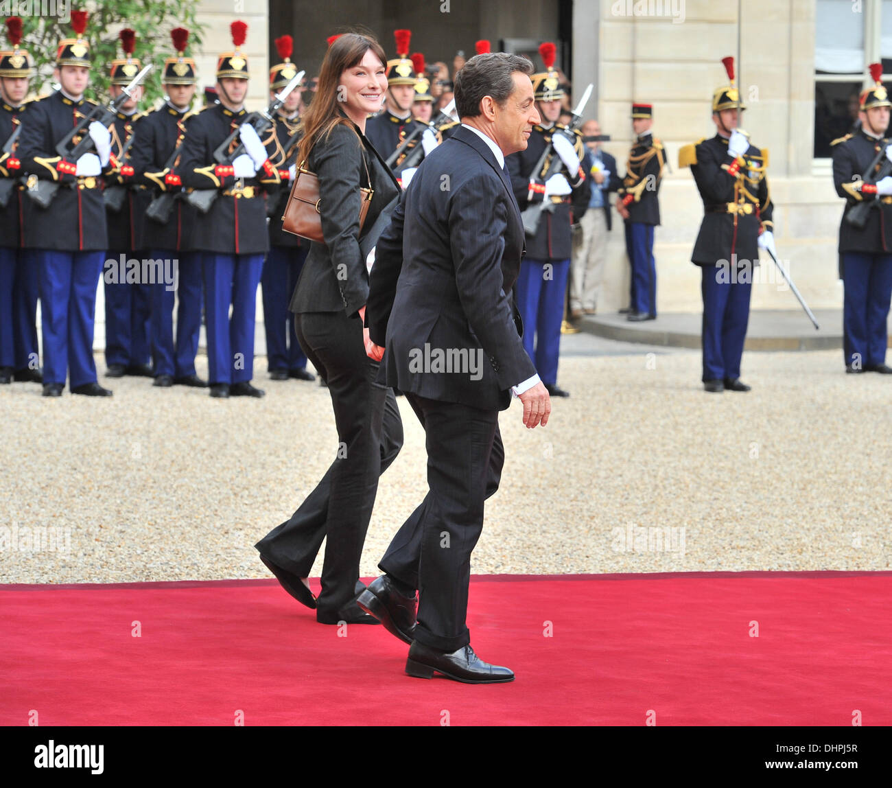 Outgoing President Nicolas Sarkozy and his wife French First Lady Carla ...
