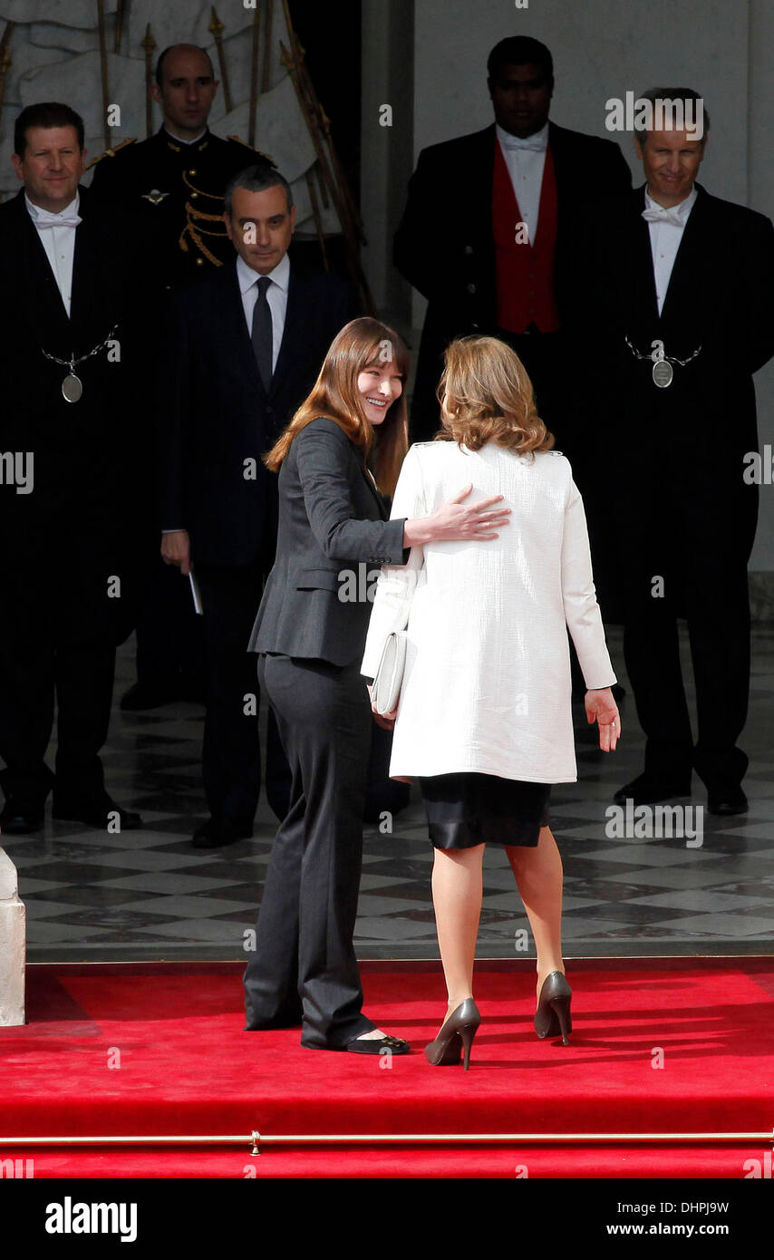 Valerie Trierweiler and Carla Bruni Sarkozy at the handover of power ...