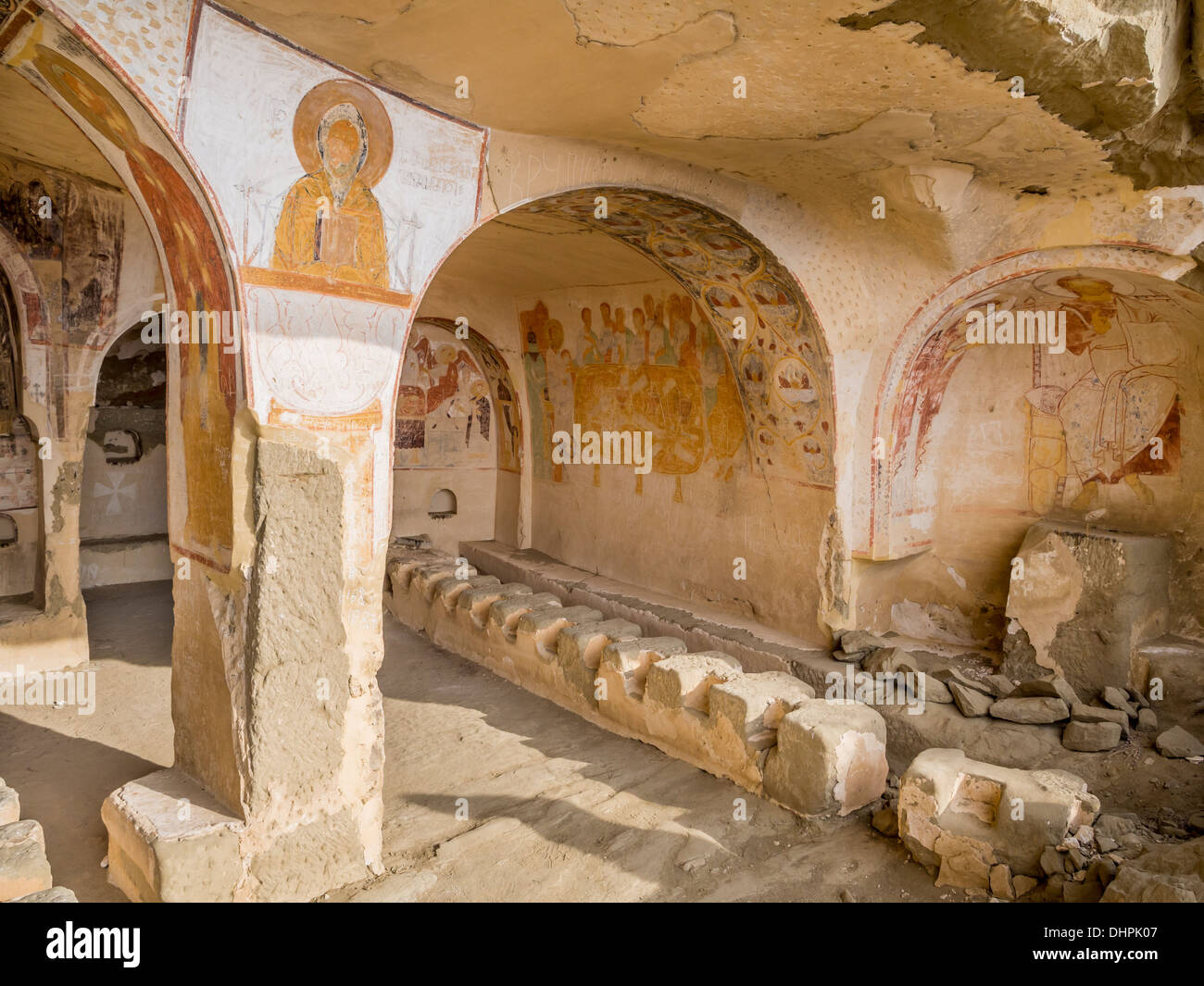 Caves with frescos in David Gareja, a rock-hewn Georgian Orthodox ...