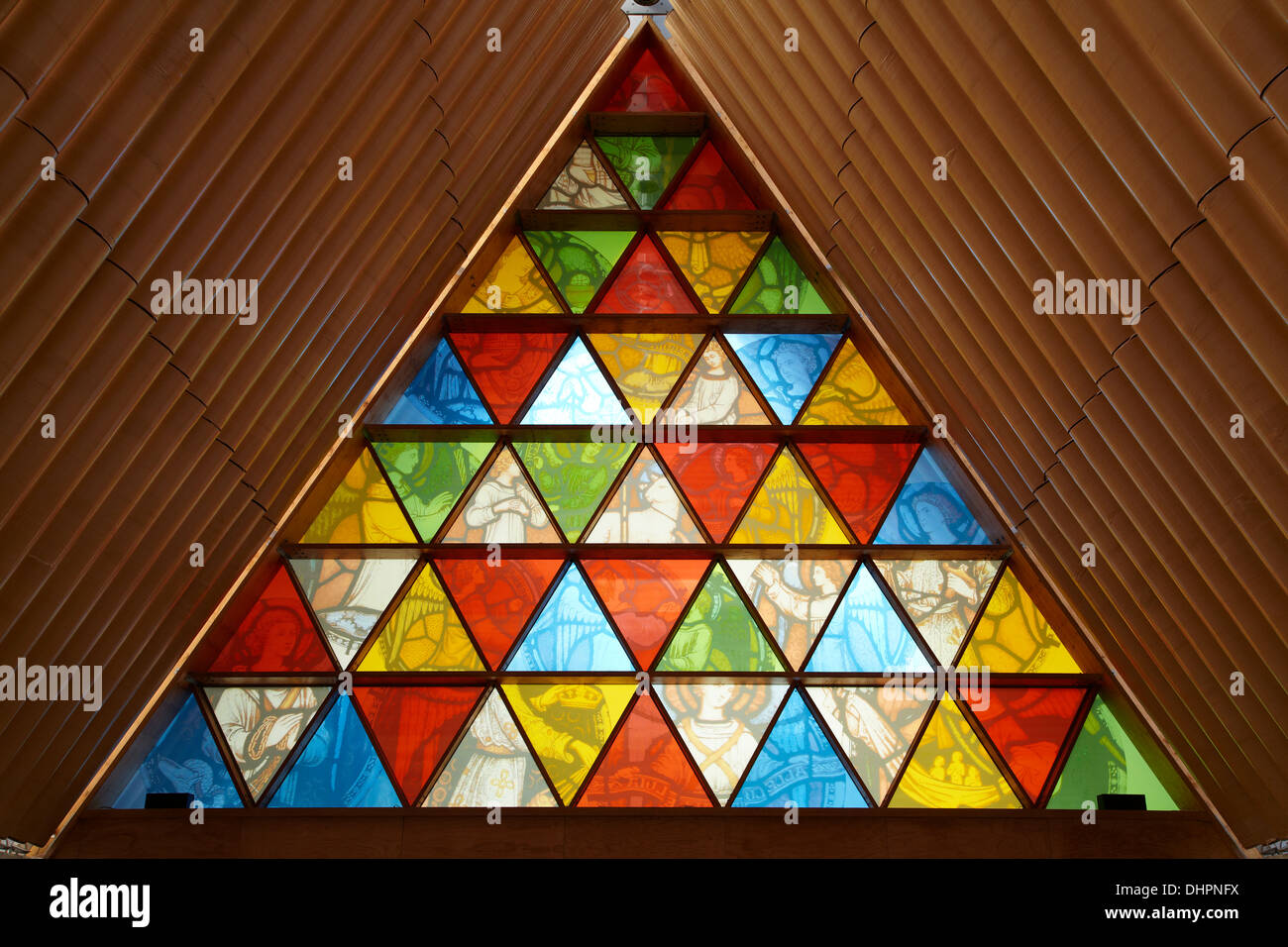 Stained glass window at The Cardboard Cathedral (designed by Shigeru ...