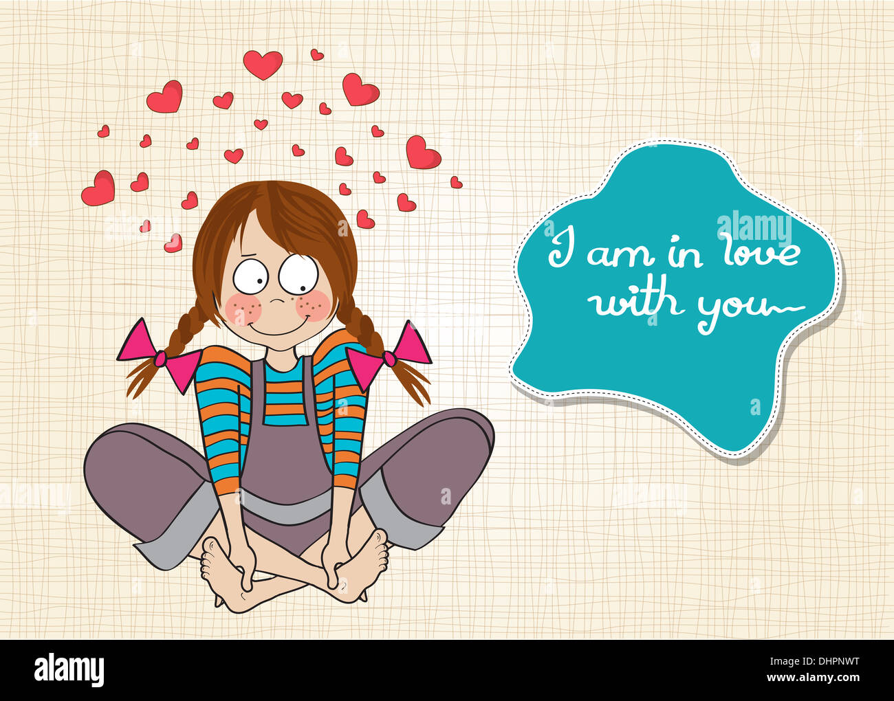 pretty young girl in love, illustration in vector format Stock Photo ...