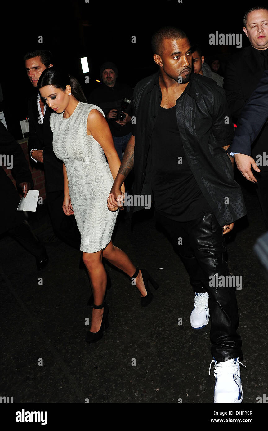 Kim Kardashian and Kanye West arrive at Zuma restaurant London, England ...