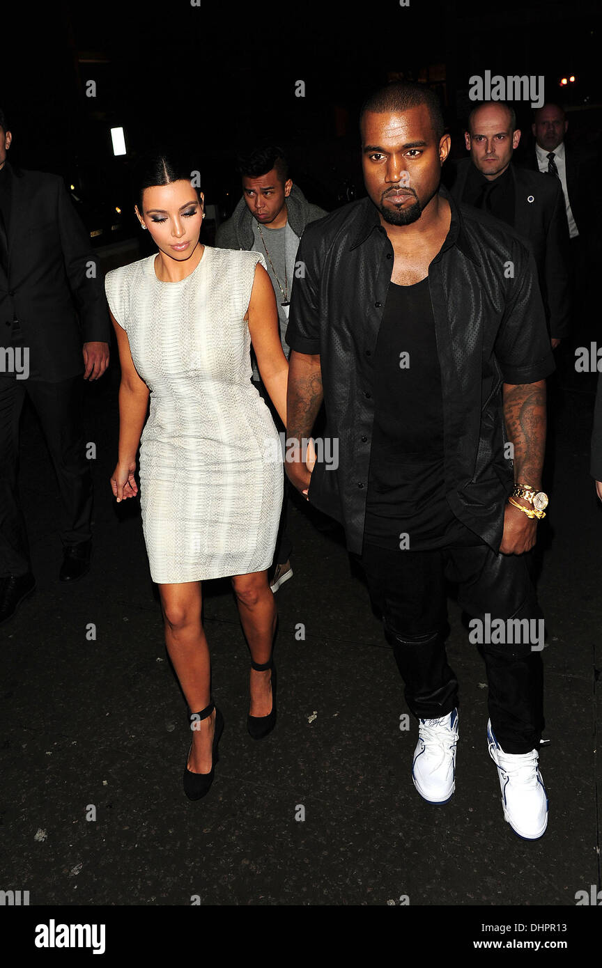 Kim Kardashian and Kanye West arrive at Zuma restaurant London, England ...