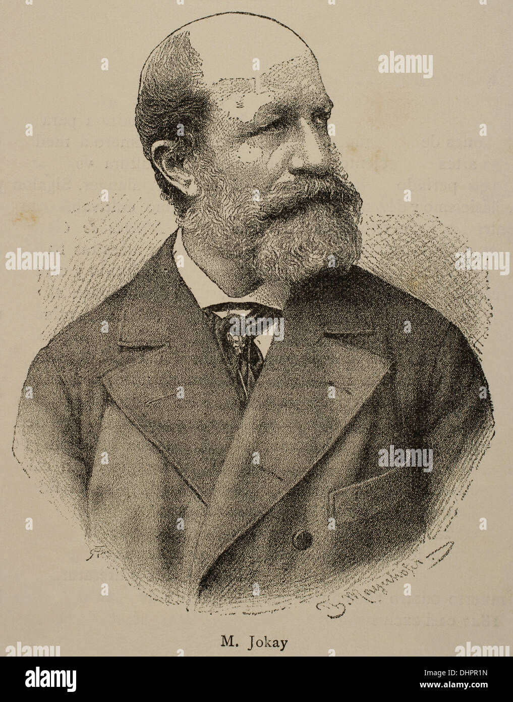 Mor Jokai (1825-1904). Hungarian dramatist and novelist. Engraving by ...