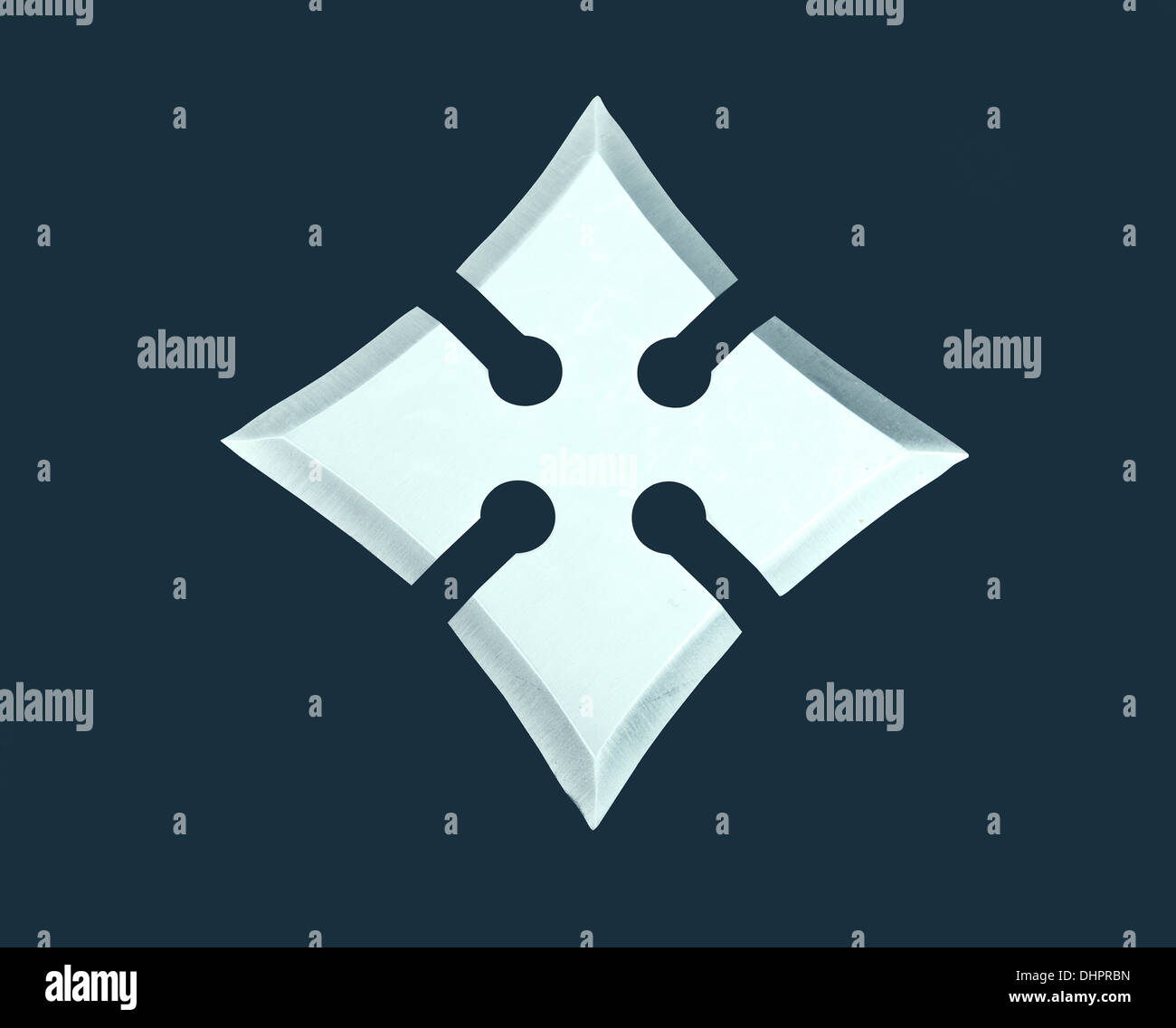 throwing star ninja Shuriken isolated on dark blue background Stock ...
