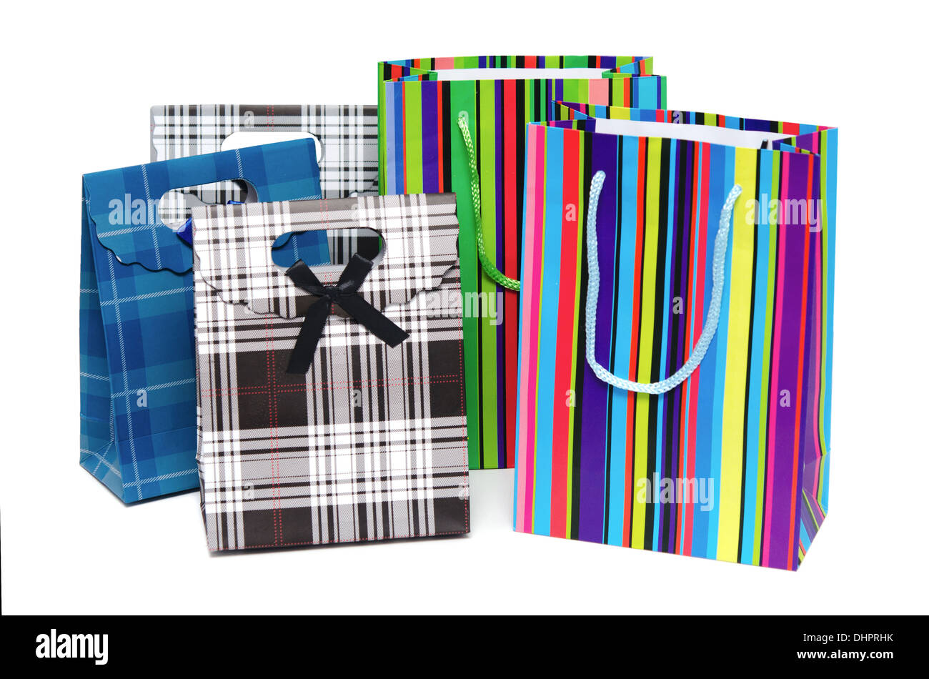 color gift bags isolated on white background Stock Photo - Alamy