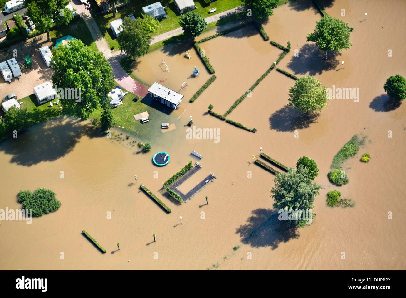 Netherlands, Oosterhout near Nijmegen. Waal river. Flood plains ...