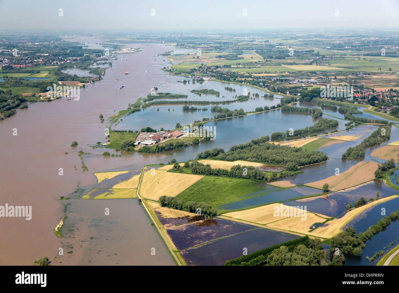 Netherlands, Dodewaard. Waal river. Flood plains. Flooded land Stock Photo: 62581897 - Alamy