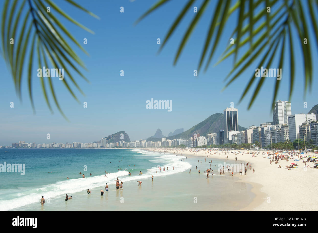 Copacabana beach palm trees people hi-res stock photography and images ...