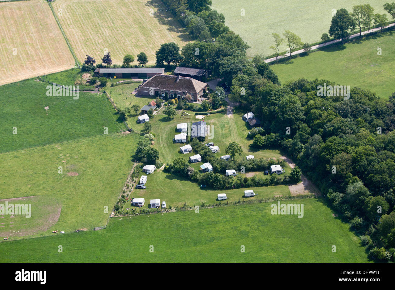 Netherlands, Brummen. Camping site near farm. Aerial Stock Photo - Alamy