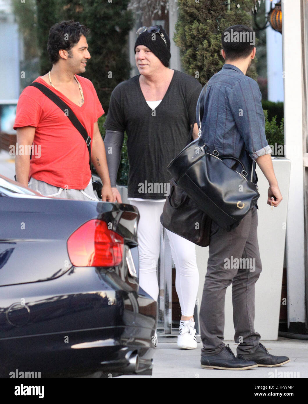 Mickey Rourke leaves Equinox gym with friends West hollywood California ...