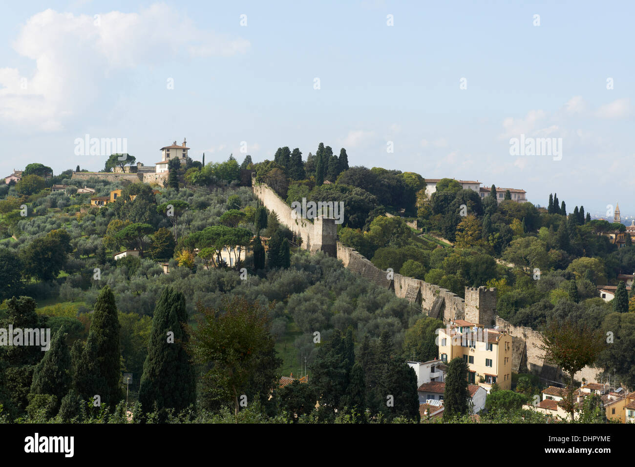 The medieval city wall of Florence Tuscany on the southern side of the ...