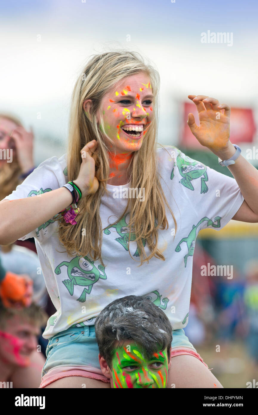 The Reading Festival - young festival goers UK 2013 Stock Photo - Alamy