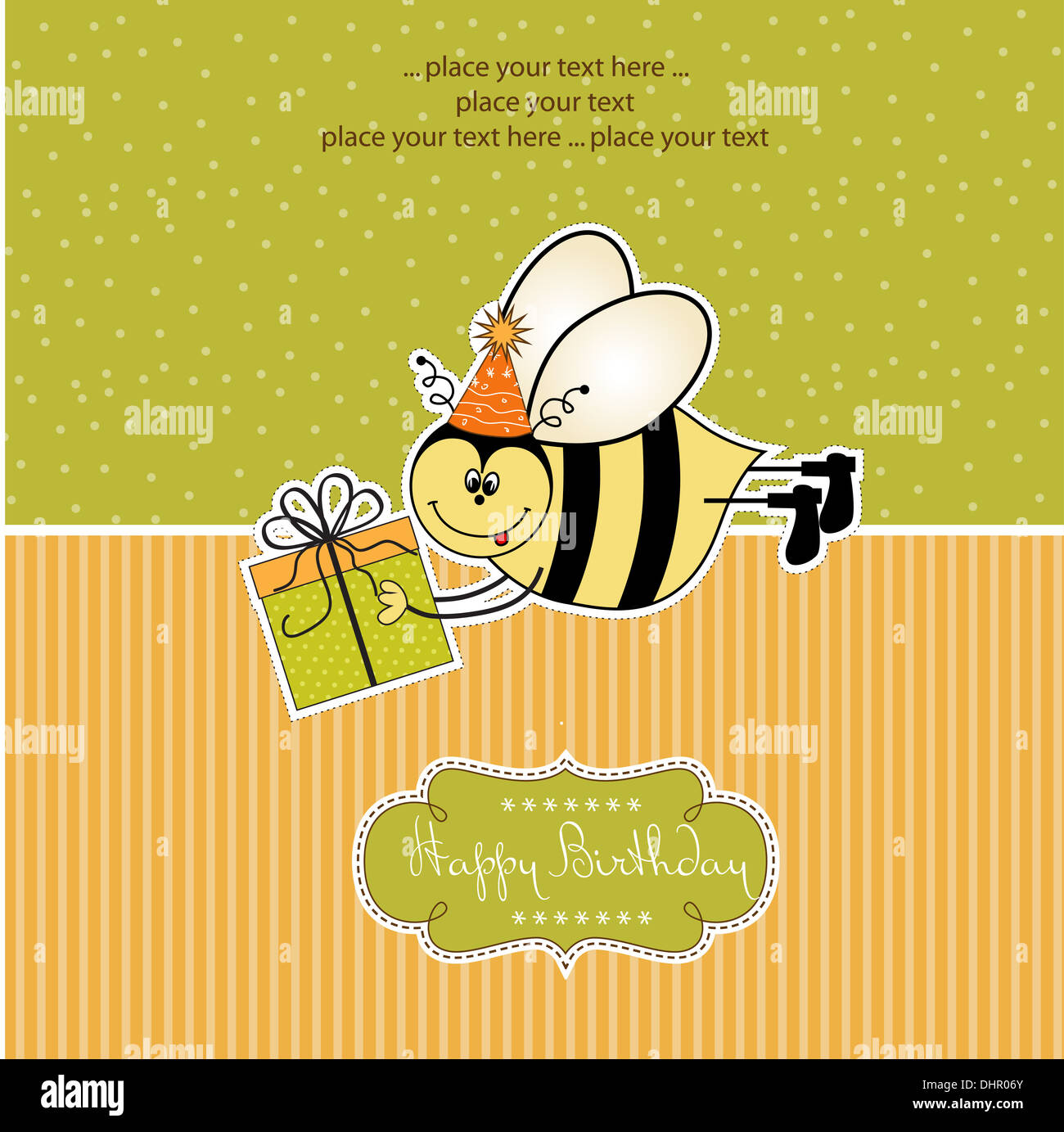 birthday card with bee Stock Photo - Alamy