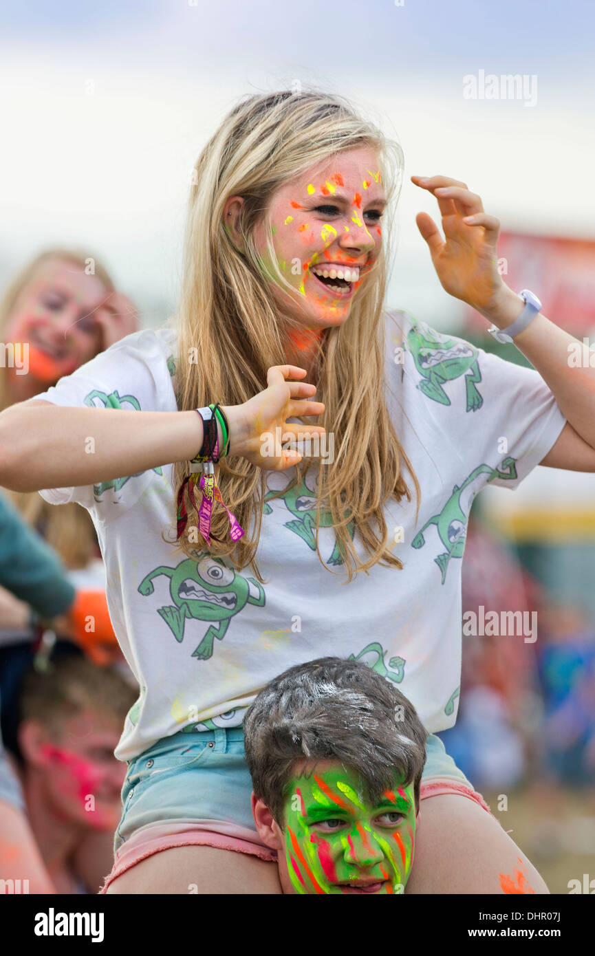 The Reading Festival - young festival goers UK 2013 Stock Photo - Alamy