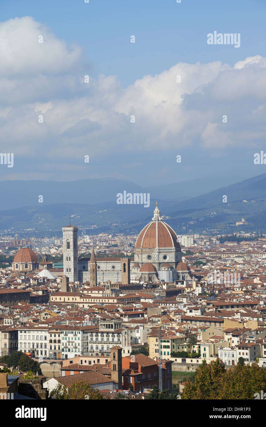 a view of the city of Florence from the hill above. the view includes ...