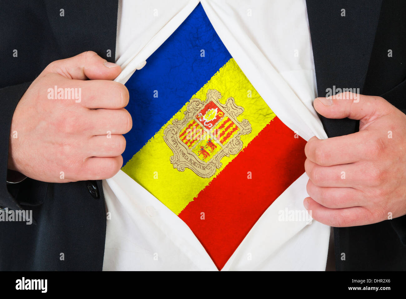The Andorran flag Stock Photo - Alamy